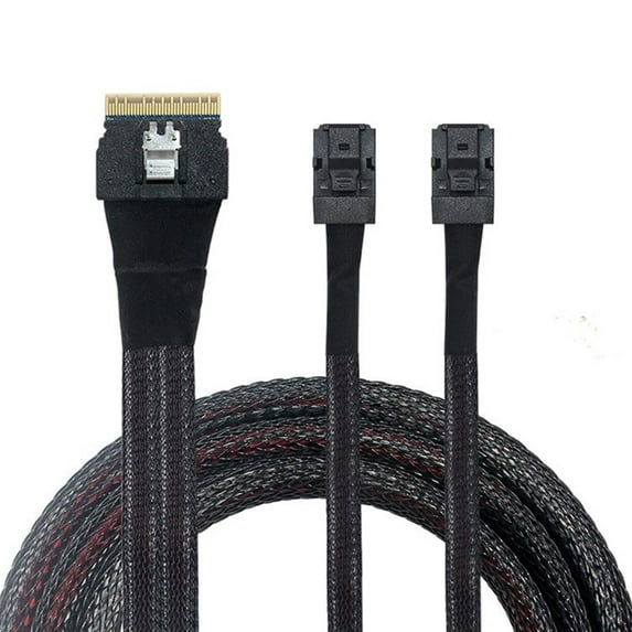 SFF-8654 8i to Double SFF-8643 Data Cable Support SAS4.0 Fast Speed for ...