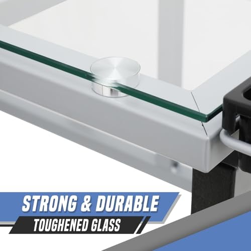 SFI Home Drafting Table with Angle Adjustable Glass Top, Drawing Table ...