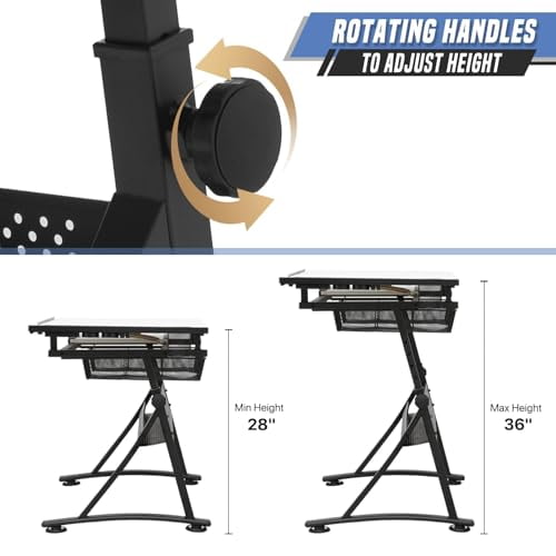 SFI Home Drafting Table with Height Adjustable Wood Top, Drawing Table ...