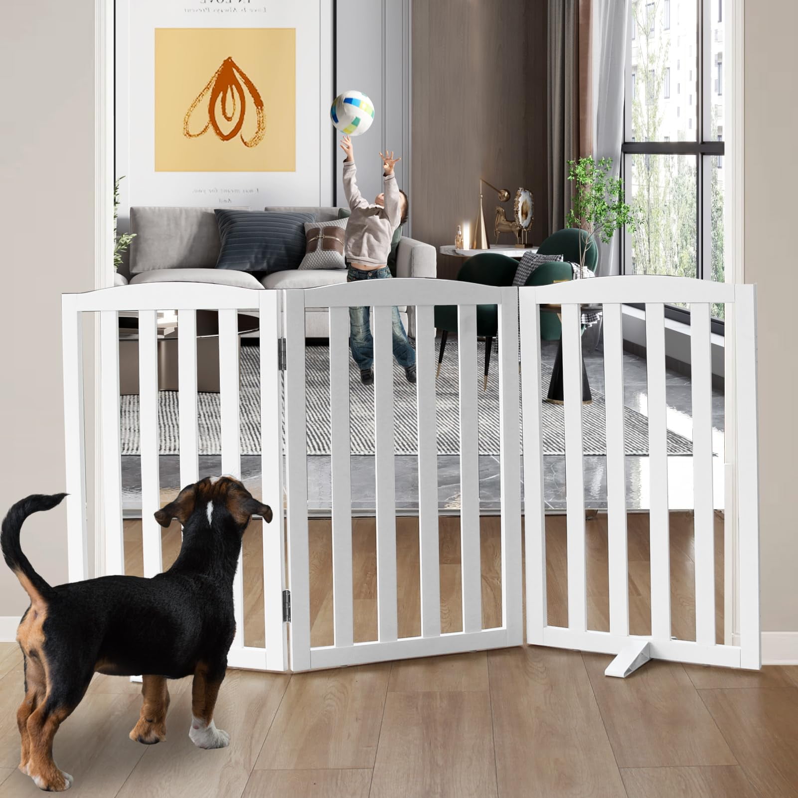 SFJC Freestanding Dog Gate Indoor,Doggie Gate ATT1Foldable Dog Gates ...