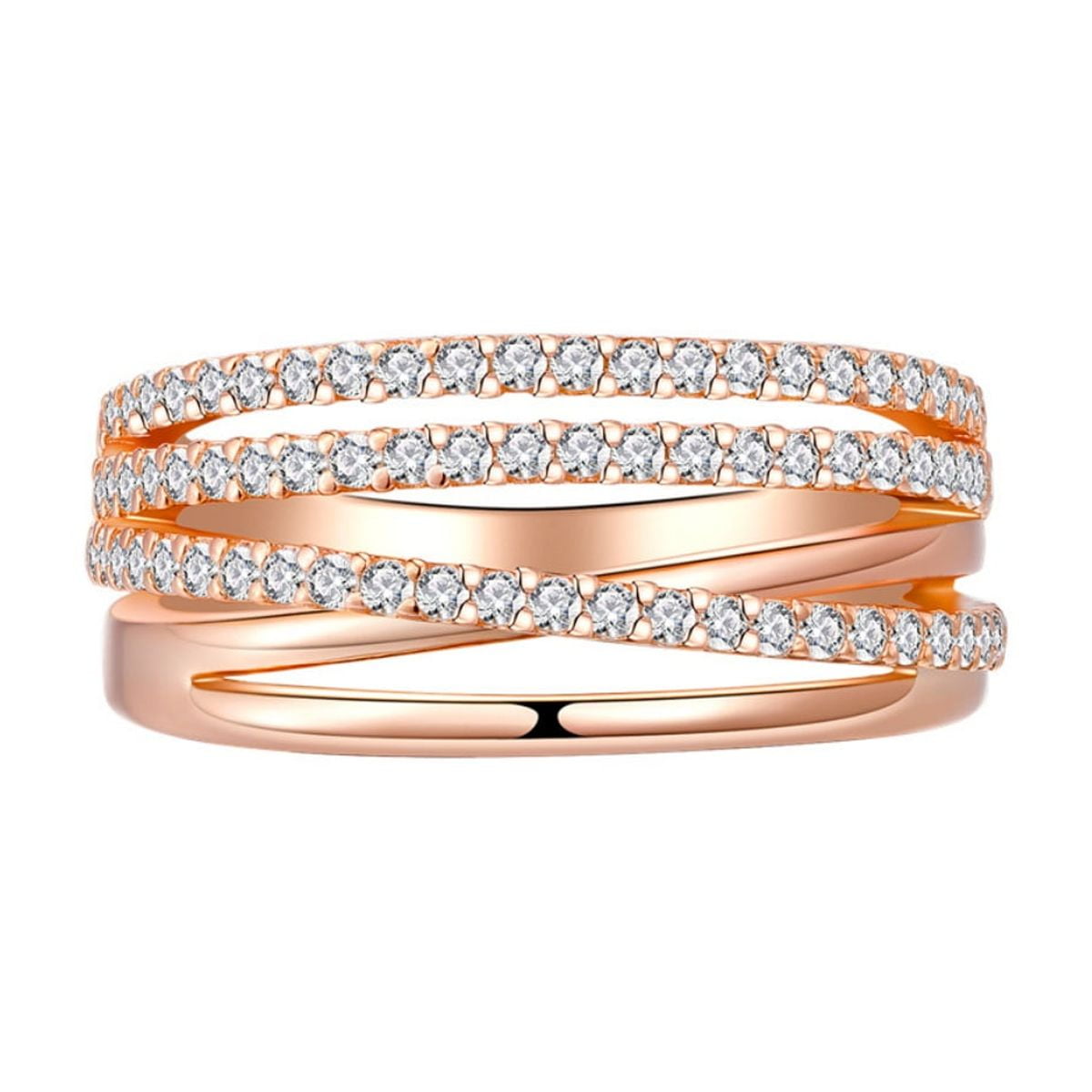 SFTING 1CT Wedding Band in Multi-Row Crossover Pave Zirconia for Women ...