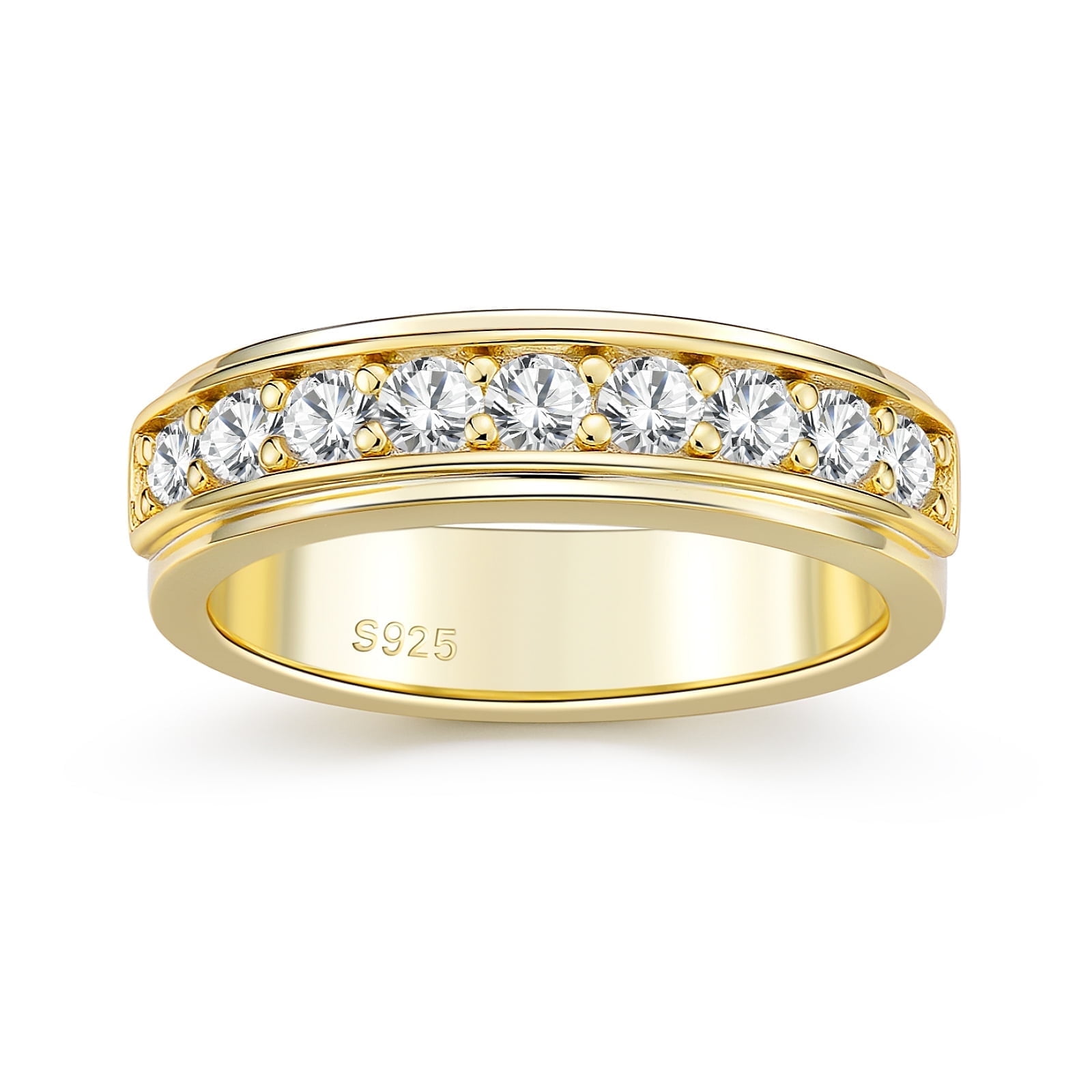 SFTING Men Wedding Band 925 Sterling Silver Rings for Men White Plated ...