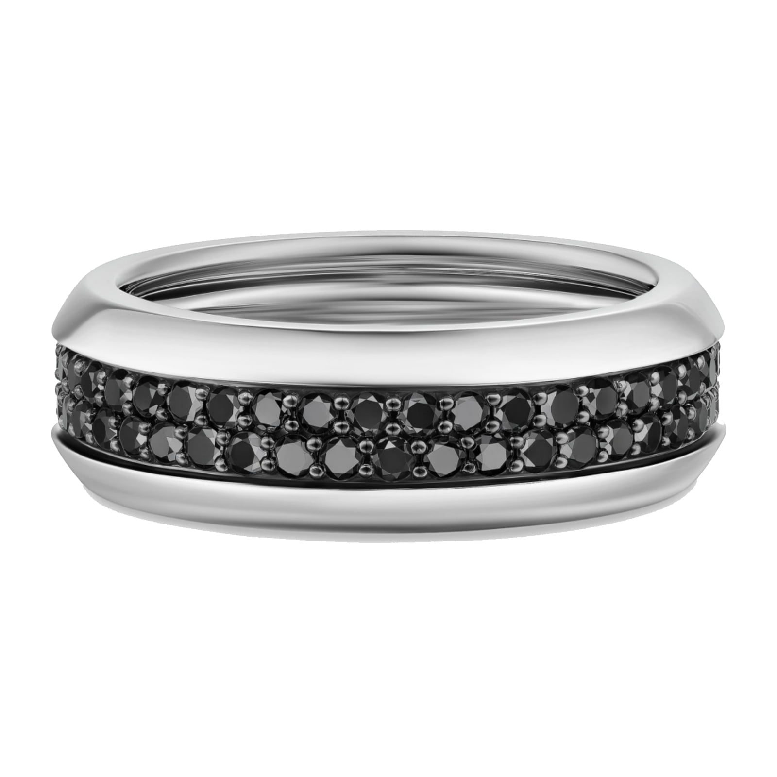 SFTING Mens Wedding Band 925 Sterling Silver Rings for Men Two Row ...