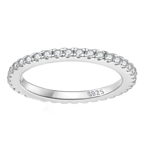PAVOI 14K Gold Plated, 925 Sterling Silver CZ Stackable Ring, Eternity ...