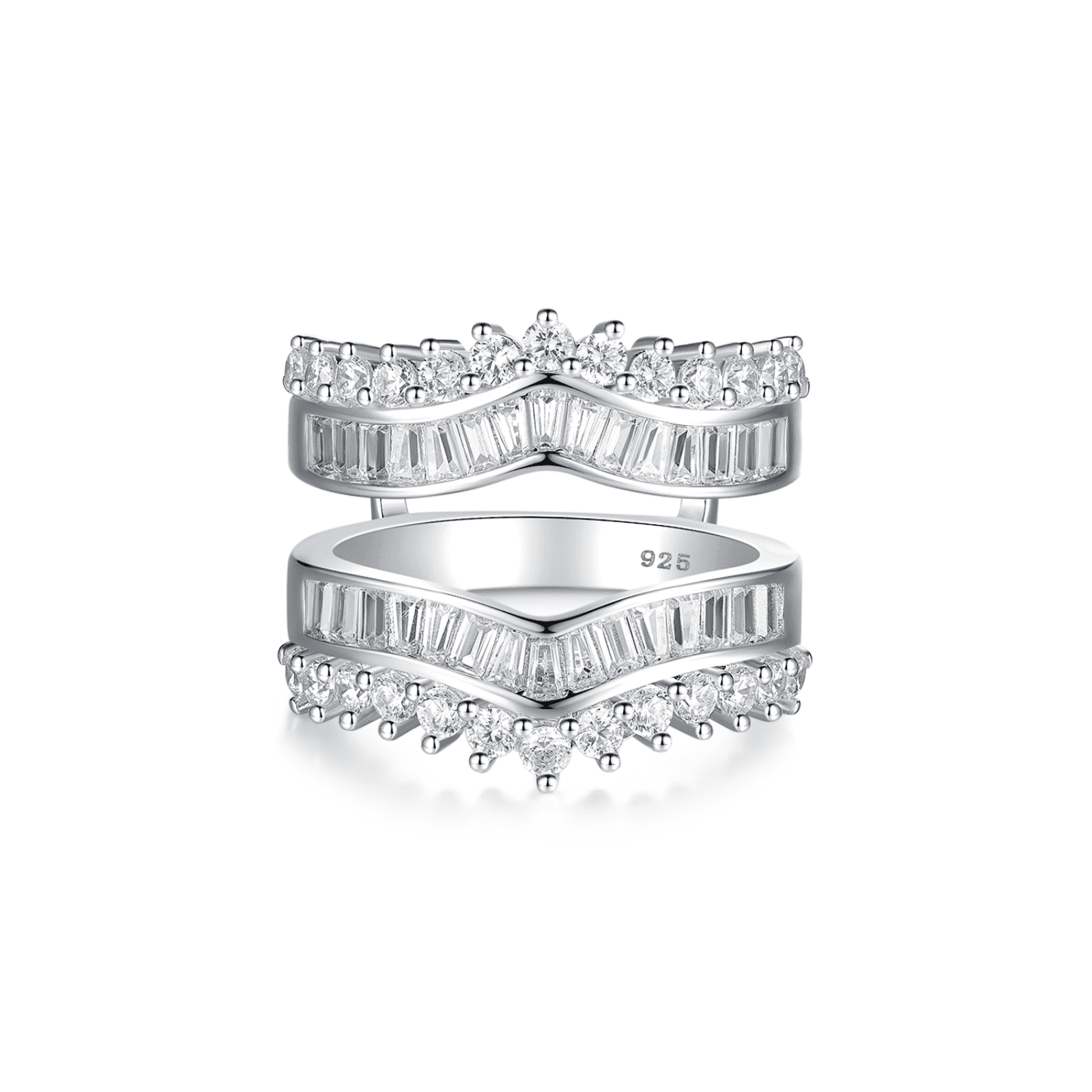 SFTING Wedding Ring Guard Enhancers Stackable Zirconia Half Eternity ...