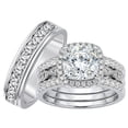 SFTING Wedding Rings Set for His and Her Couple Rings Cushion Round Cut ...