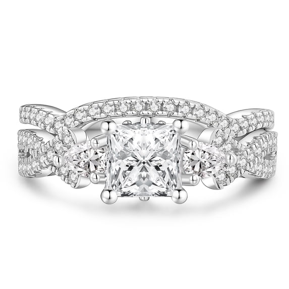 SFTING Wedding Rings for Women 2CT Princess Cut Engagement Rings ...