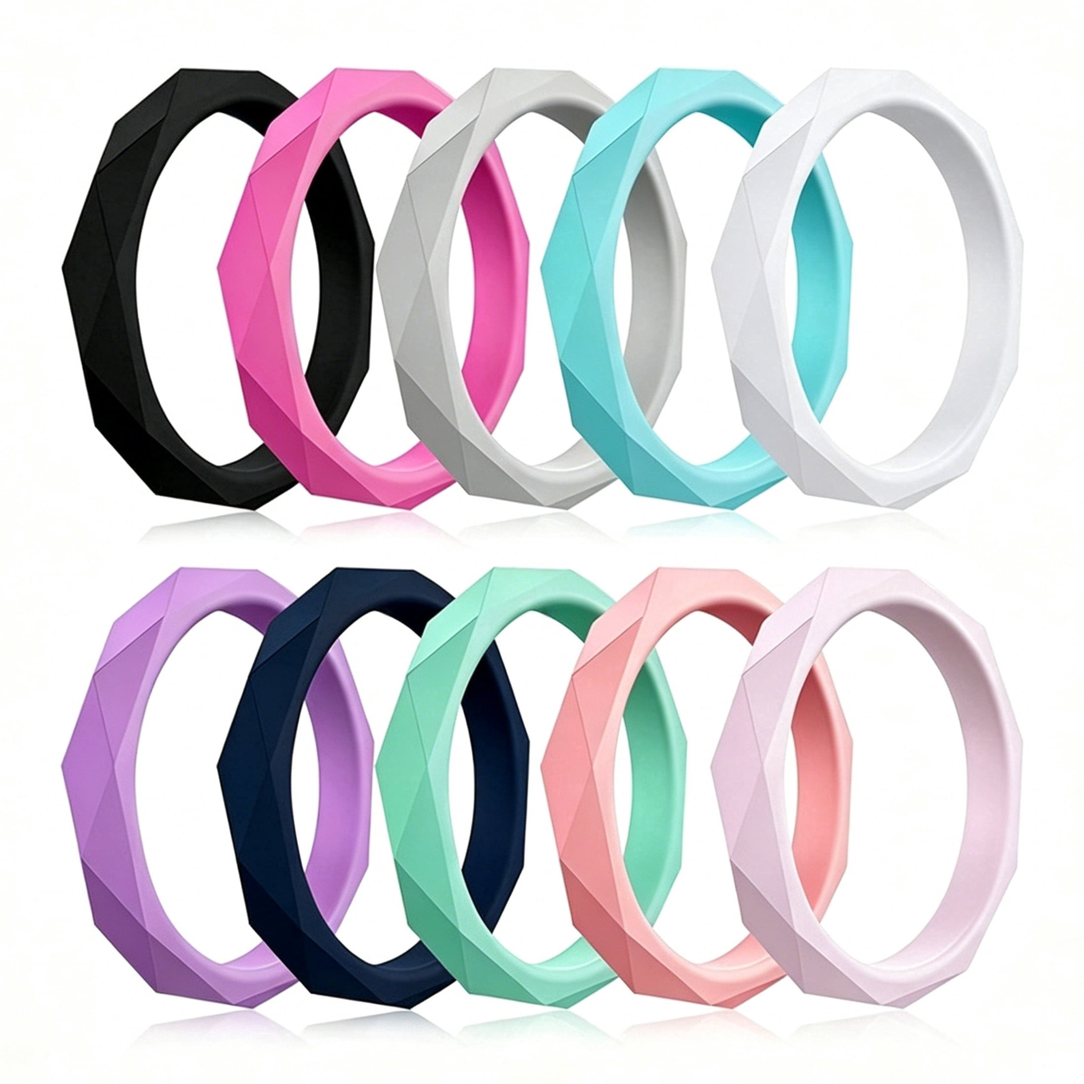 SFTING Wedding Rings for Women Silicone Rings Set Wedding Bands10 Pack ...