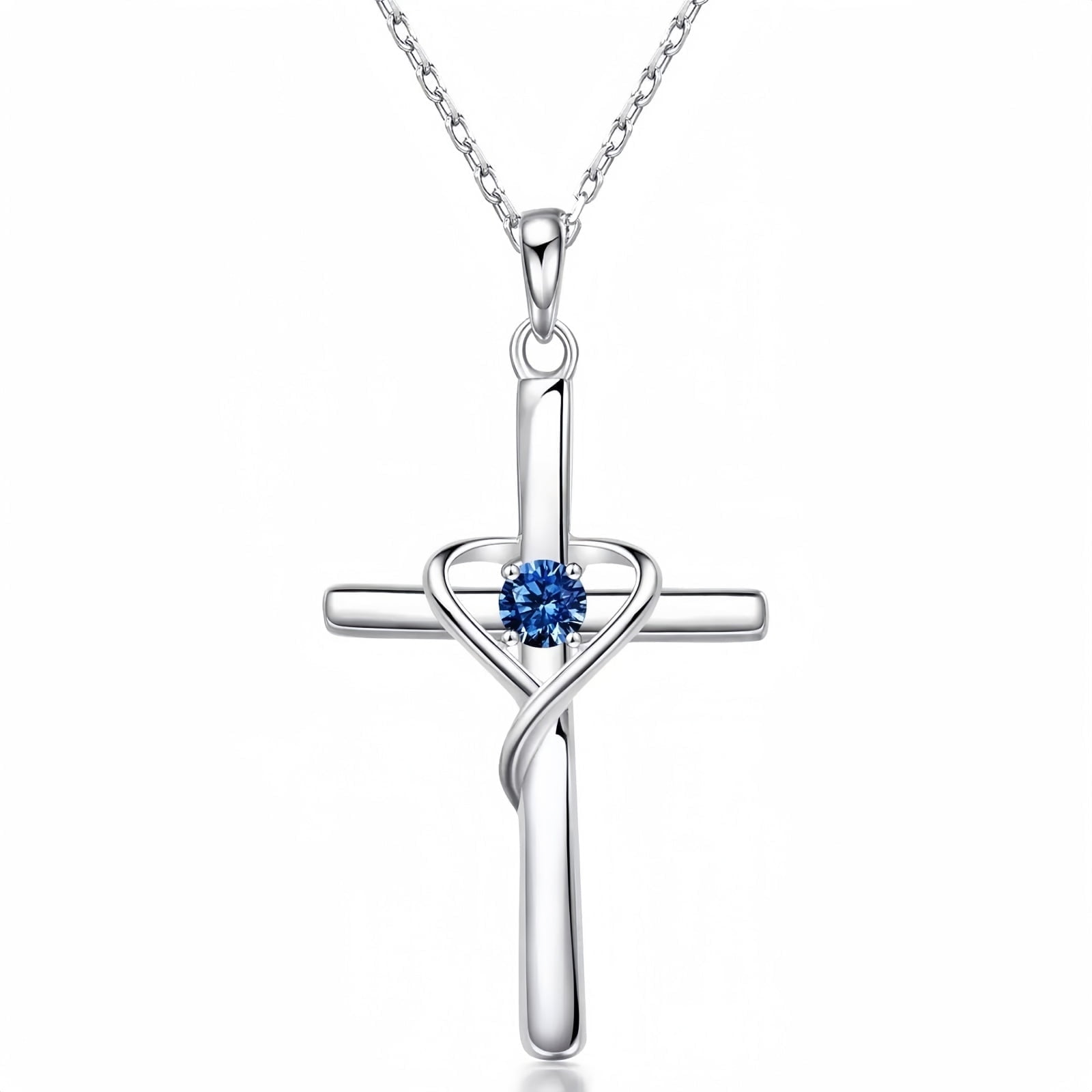 SFTING Women's March Birthstone Cross Necklace, Women's Birthstone ...