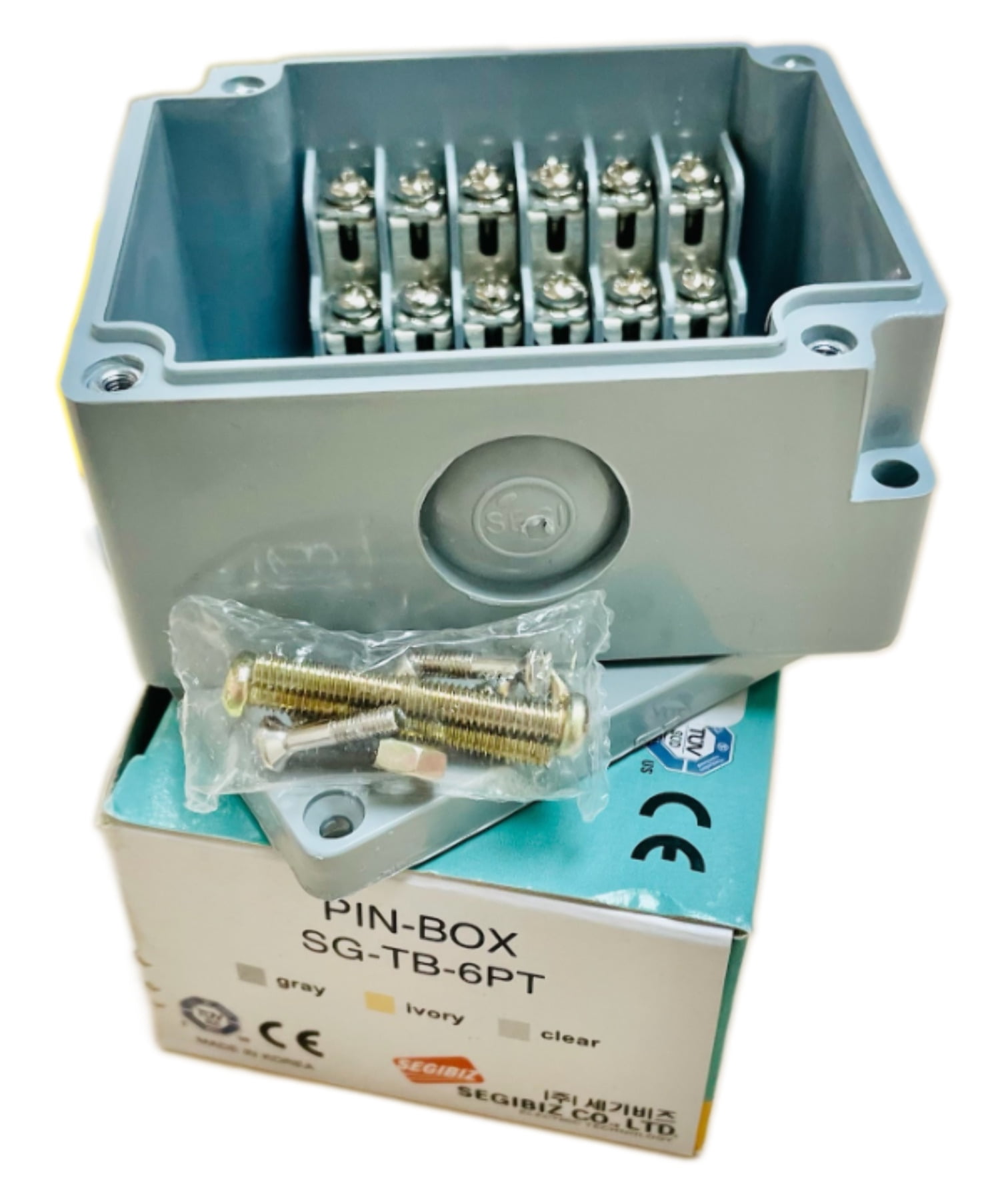 SG-TB-6PT Enclosure With 6 Circuit Terminal Block Dual Row Grey Cover ...