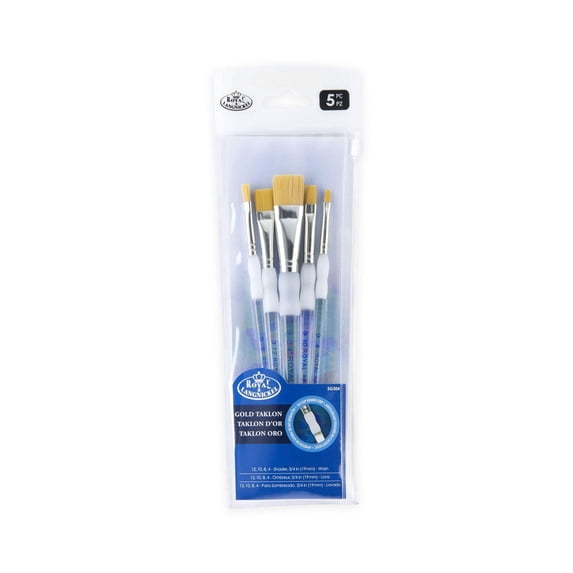 Royal & Langnickel Large Pack Soft Grip Flat Paint Brush Set, Golden ...