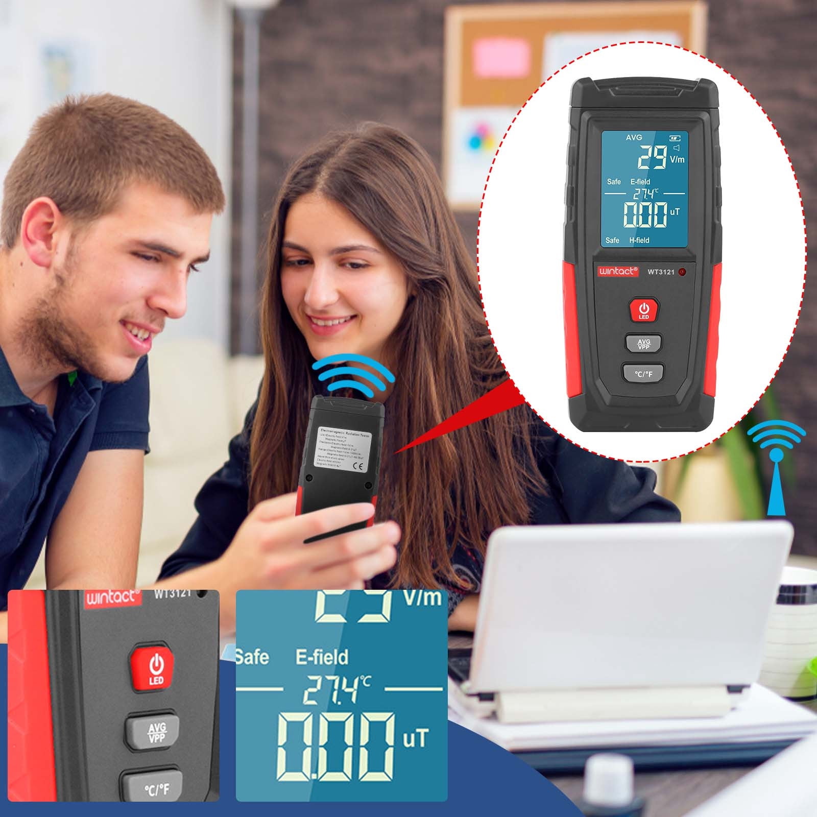 Electromagnetic Field Radiation Detector Tester Emf Meter Rechargeable ...