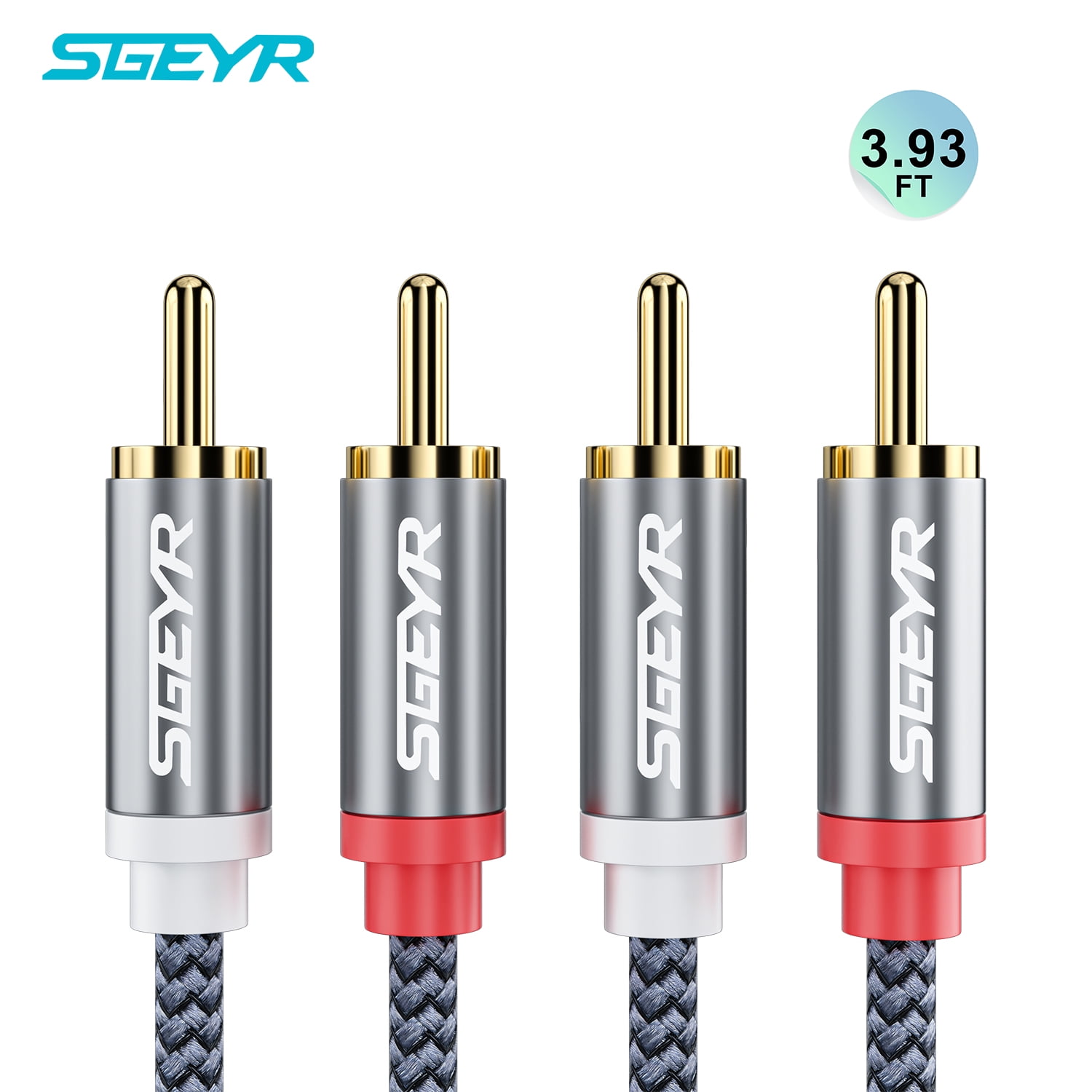 SGEYR 3.93ft 2RCA Subwoofer Audio Cable Male to Male Video Stereo Cord ...