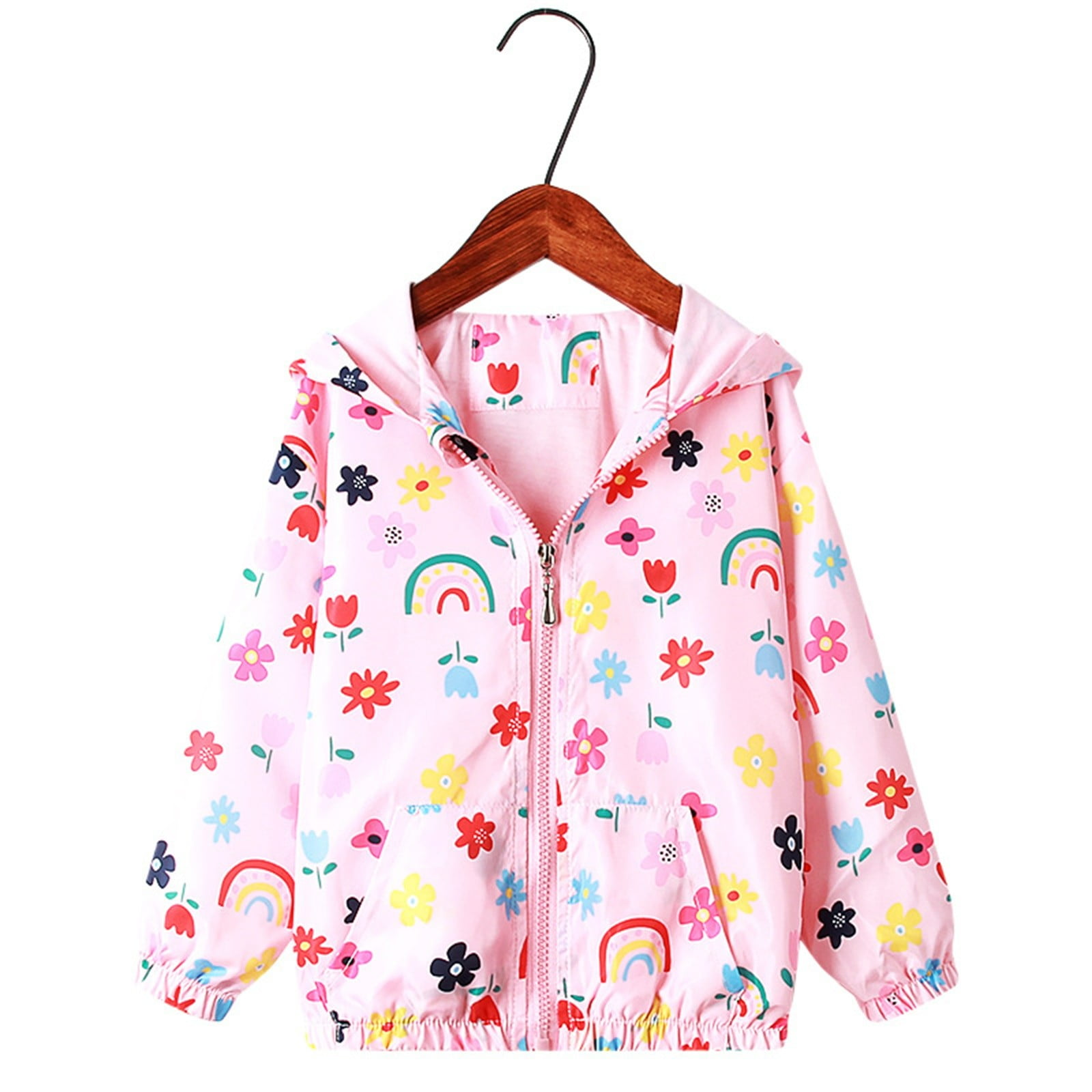 SGFCWSX Girls Lightweight Jacket Full Zip Kids Coat Outdoor Cute Print ...