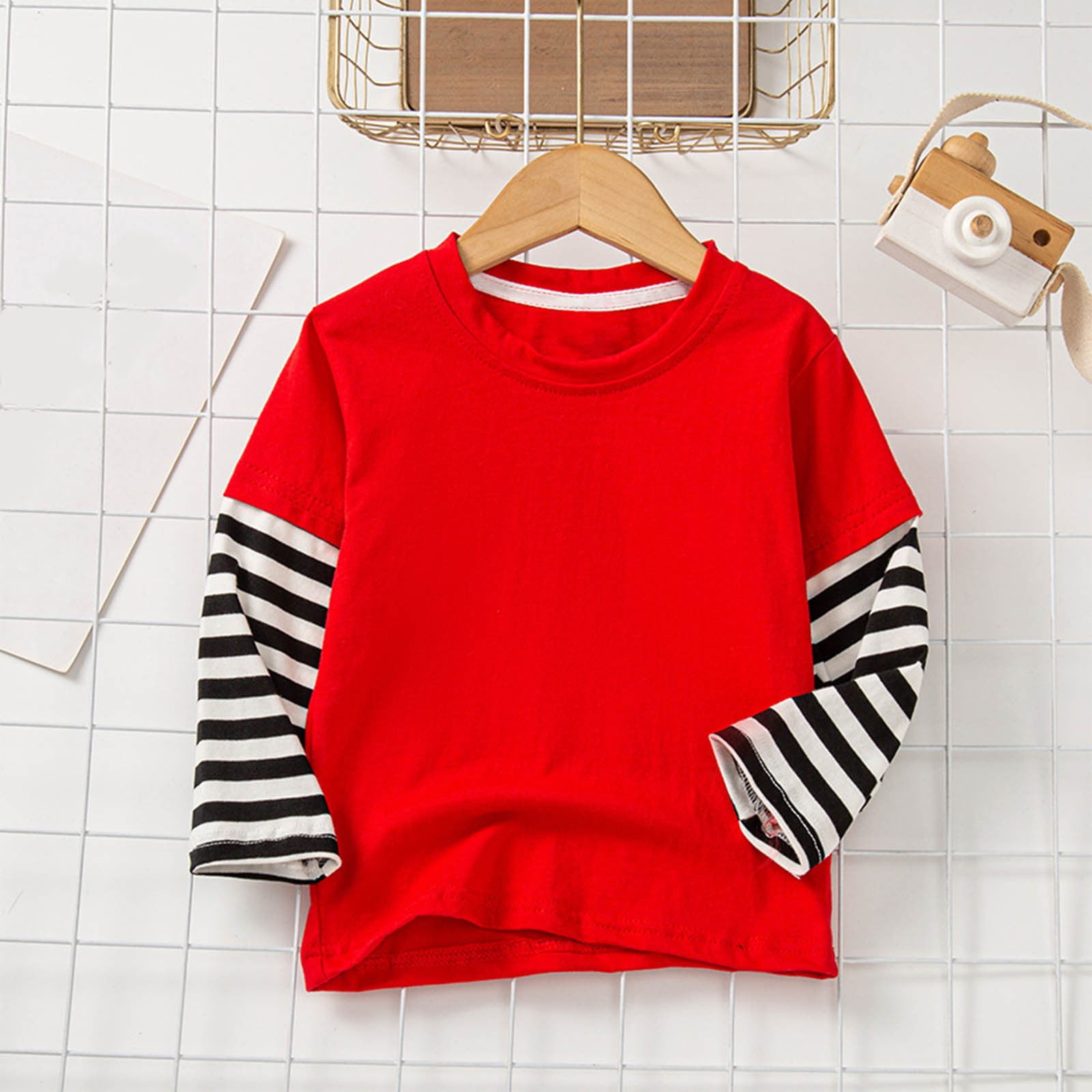 SGFCWSX Girls Long Sleeve Tops Two Fakes Shirts Kids Fall Casual T ...