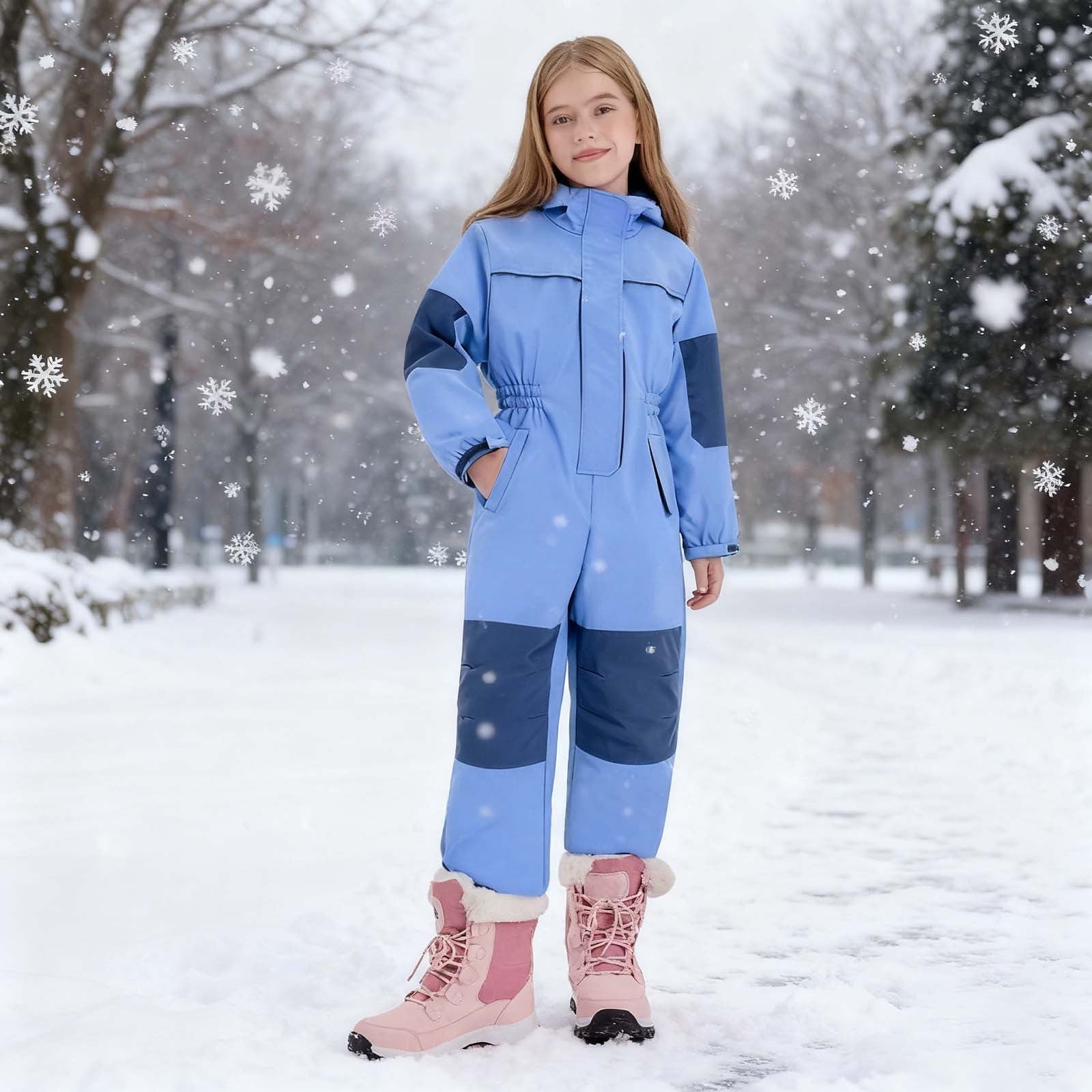 SGFCWSX Girls Snowsuit with Furry Hood and Reflective Strips Kids ...