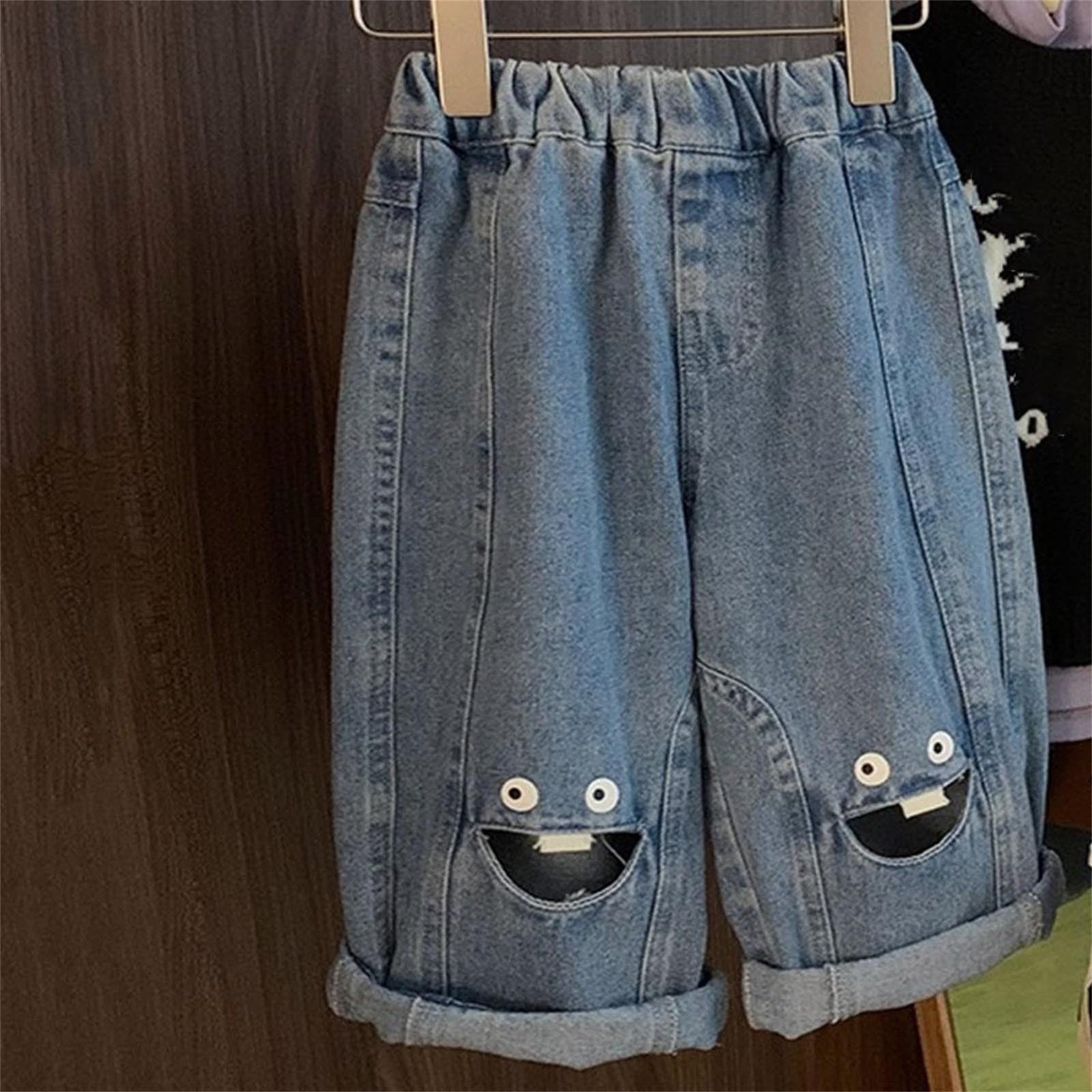 SGFCWSX Girls Wide Leg Jeans for School Kids Baggy Denim Pants Casual ...