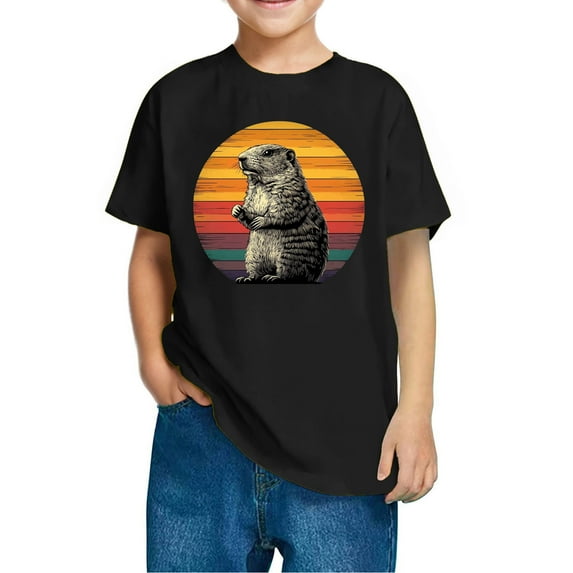 SGFCWSX Kids Short Sleeve T-Shirt, Print Cotton Casual Kids Top Black ...