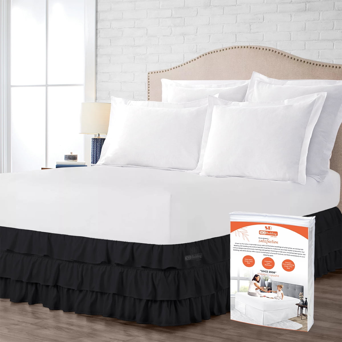 SGI Bedding 12 Inch Multi Ruffled Bed Skirt | Microfiber Bed Skirt ...