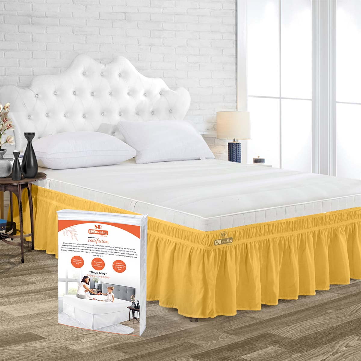 SGI Bedding 18 Inch Wrap Around Bed Skirt | Microfiber Bed Skirt | Fade ...