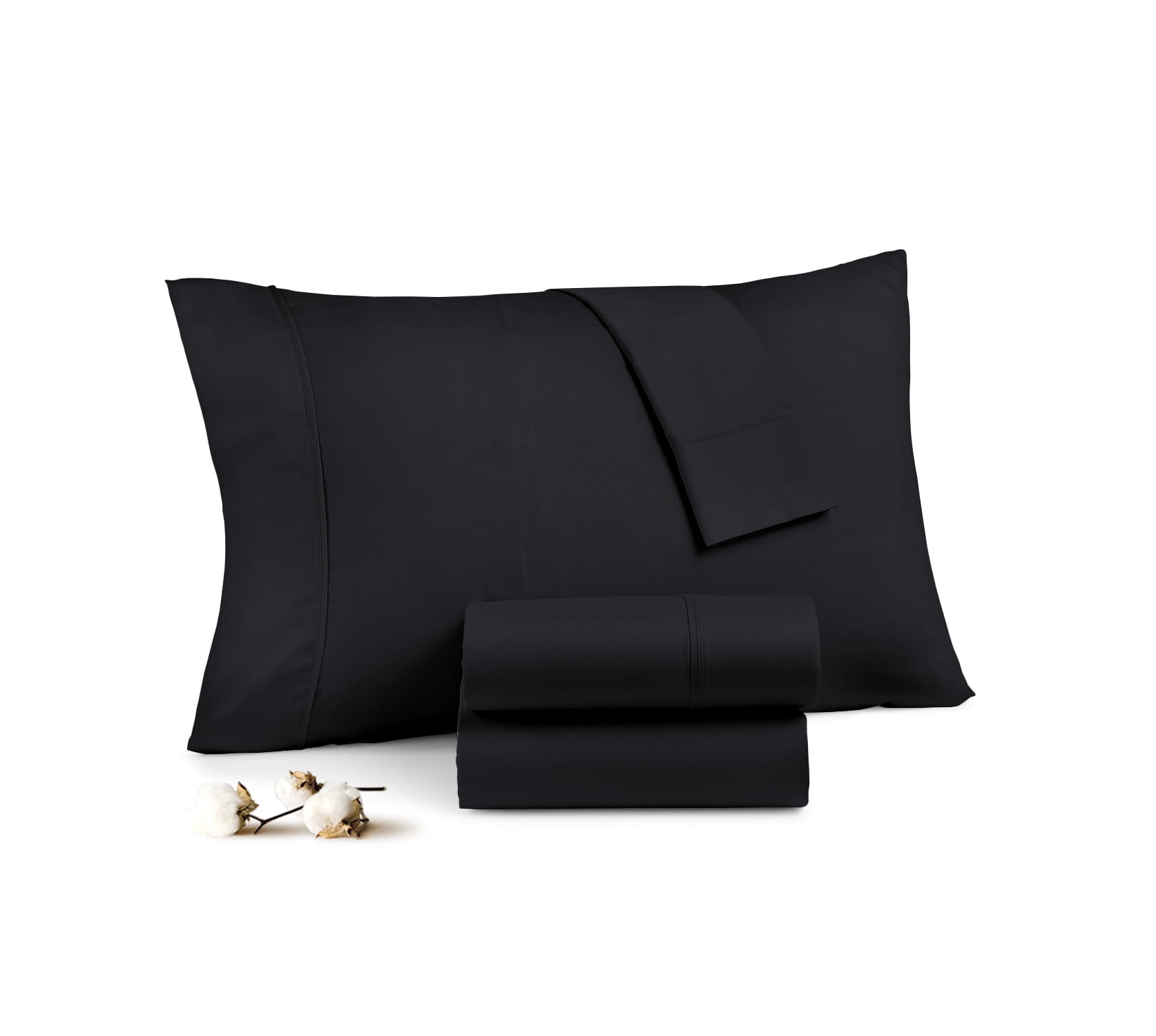 SGI Bedding 2 Piece 26X26 Shams Black Solid 600 Thread Count Standard ...