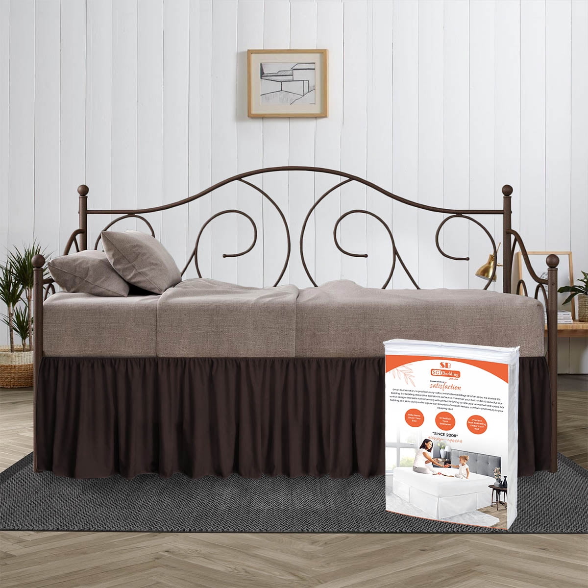 SGI Bedding Day Bed Skirt | Twin 14" Inch Drop, Ruffled Microfiber Bed ...
