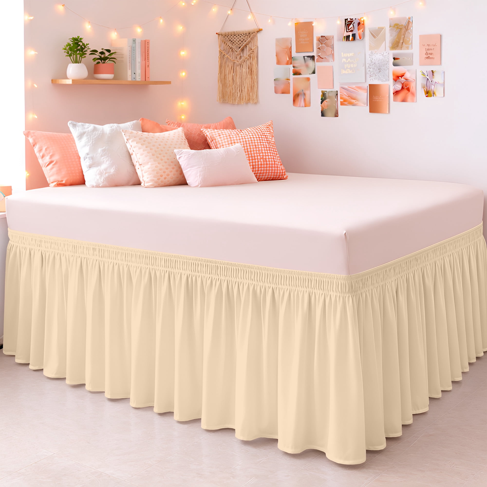 SGI Bedding Dorm Bed Skirt Full-XL 36 Inch Drop – No Lift Easy Install ...