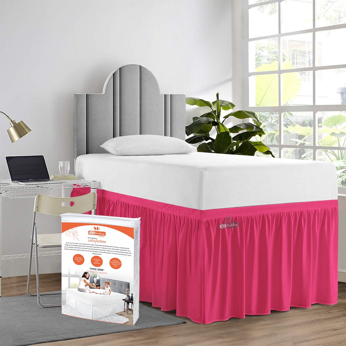 SGI Bedding Dorm Room Bed Skirt | Twin XL 36" Ruffled Microfiber Bed ...