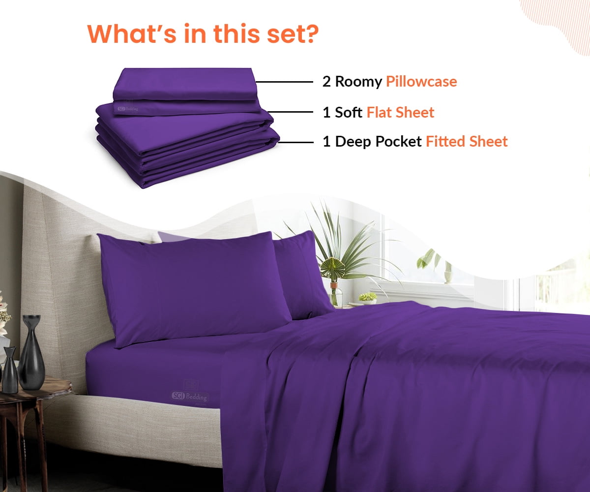 SGI Bedding Microfiber Made Bed Sheet Set - Twin Size Sheets Microfiber ...
