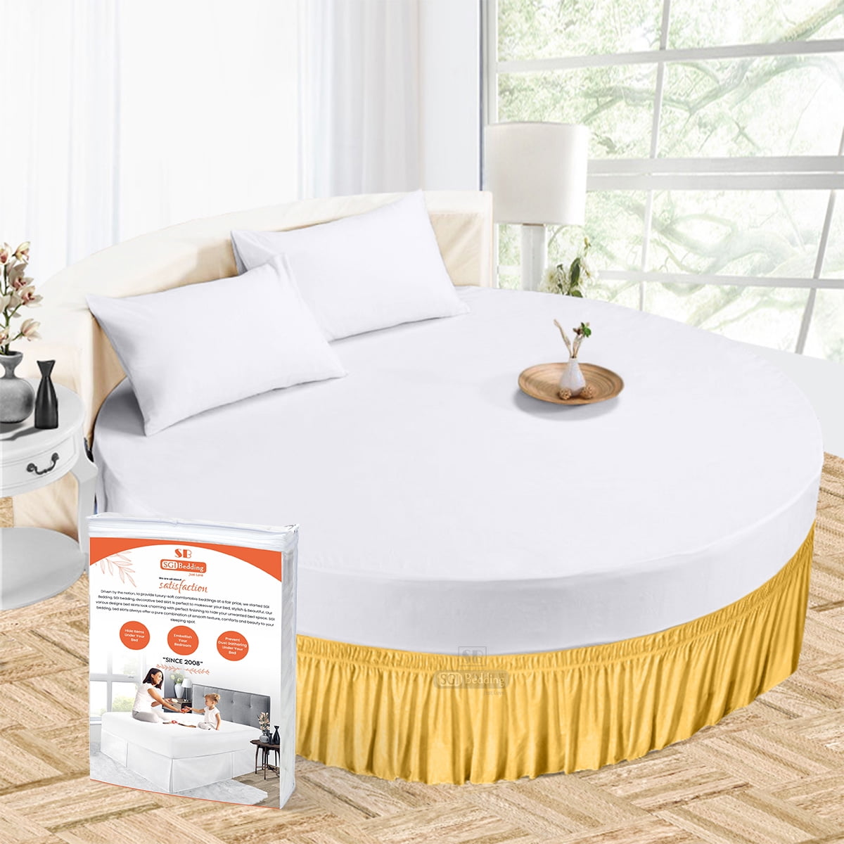 SGI Bedding Round Bed Skirt |Wrap Around Microfiber Bed Skirt | Fade ...