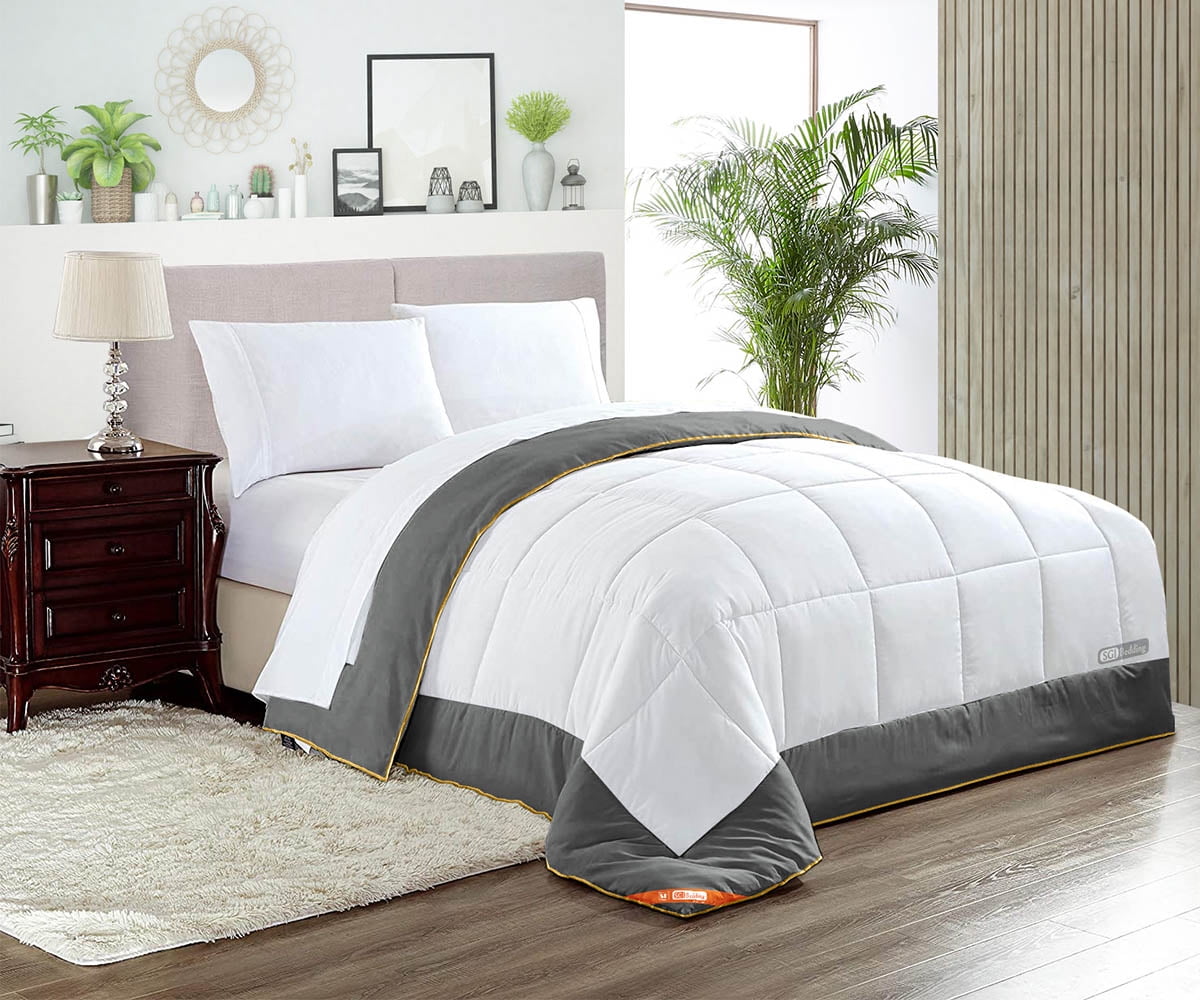 SGI Microfiber Comforter Set Alaskan King Size Dark Gray Two Tone Style ...
