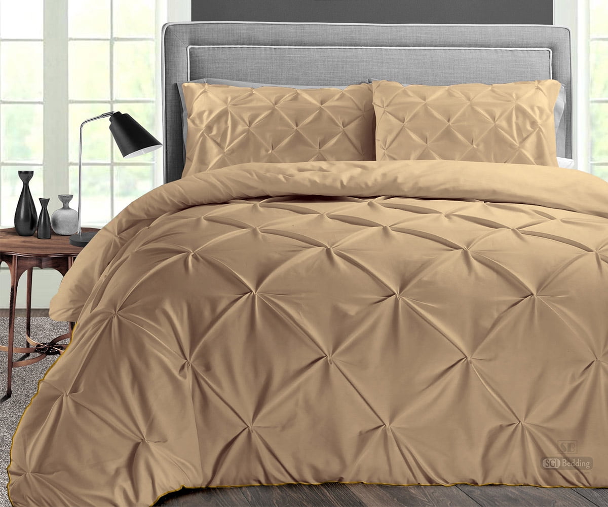 SGI Microfiber Comforter Set Alaskan King Size Taupe Pinch 3 Piece ...