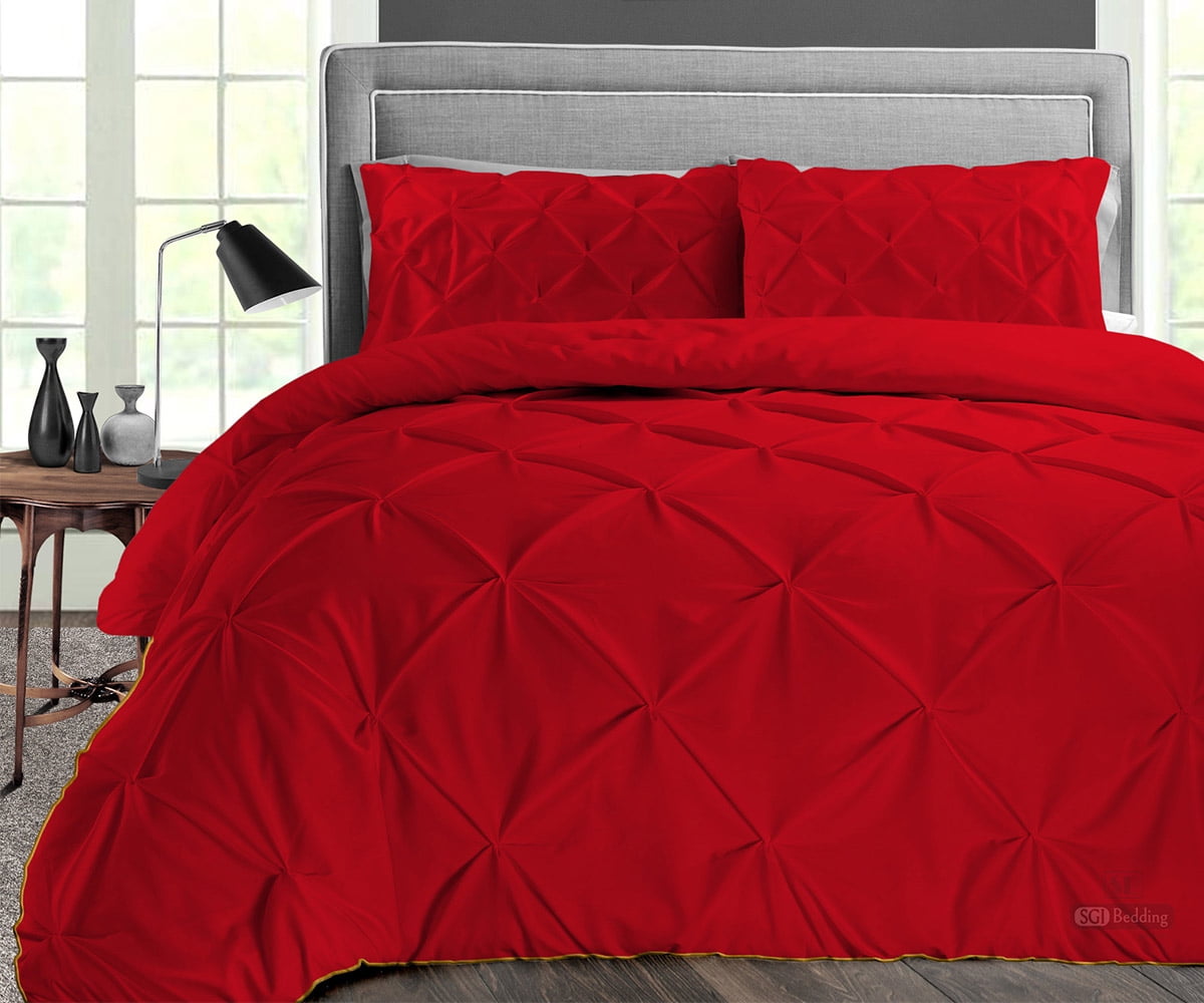SGI Microfiber Comforter Set Super King Plus Size Blood Red Pinch 3 ...