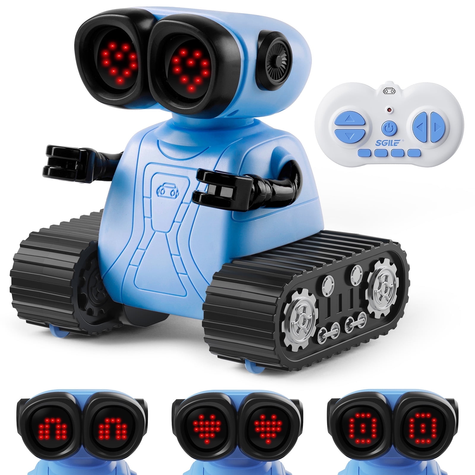 SGILE Remote Control Robot Toys with Music and Led Emojis Eyes, Auto ...