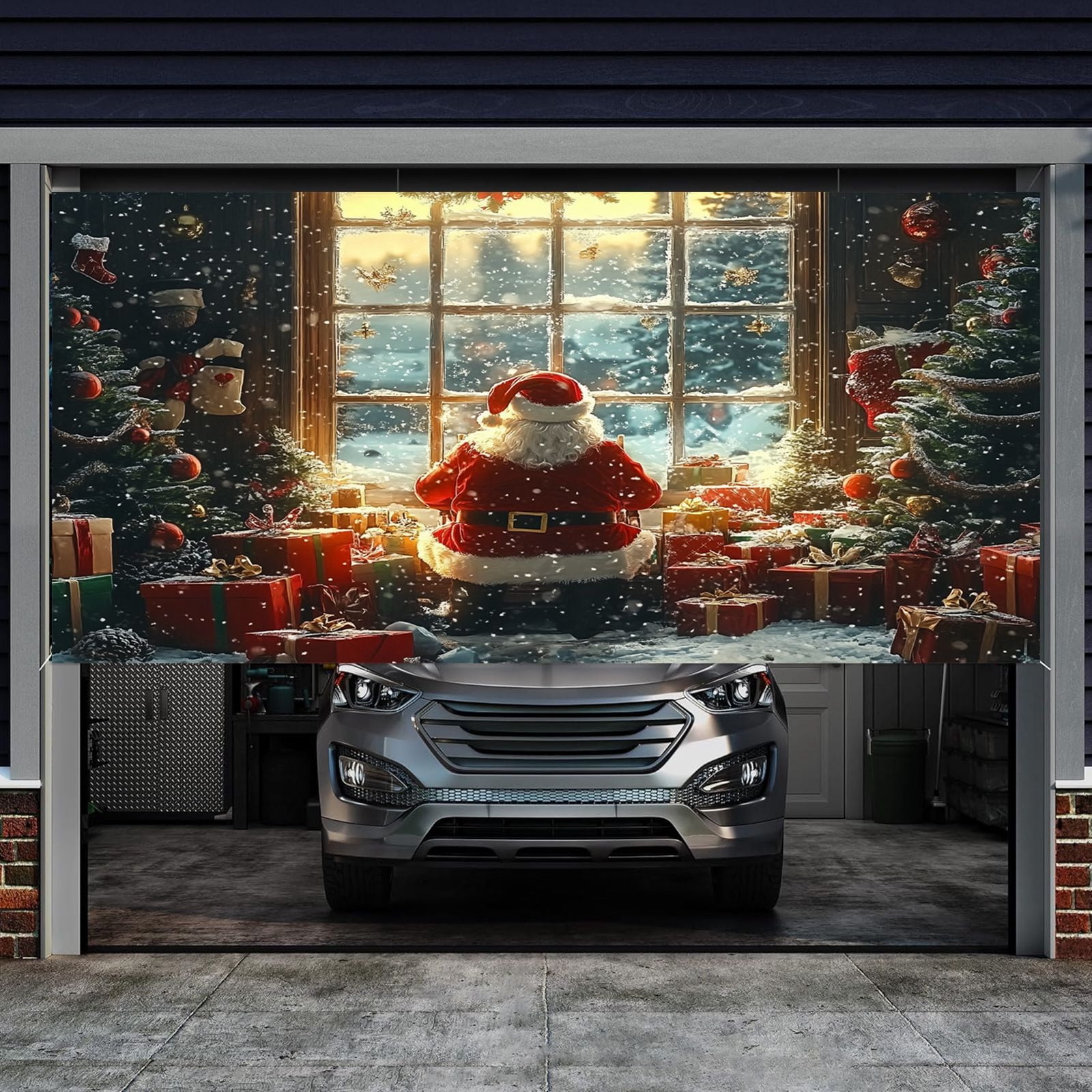 SGJHEQ Christmas Santa Garage Banner Personality Pennant Holder 12x30 ...