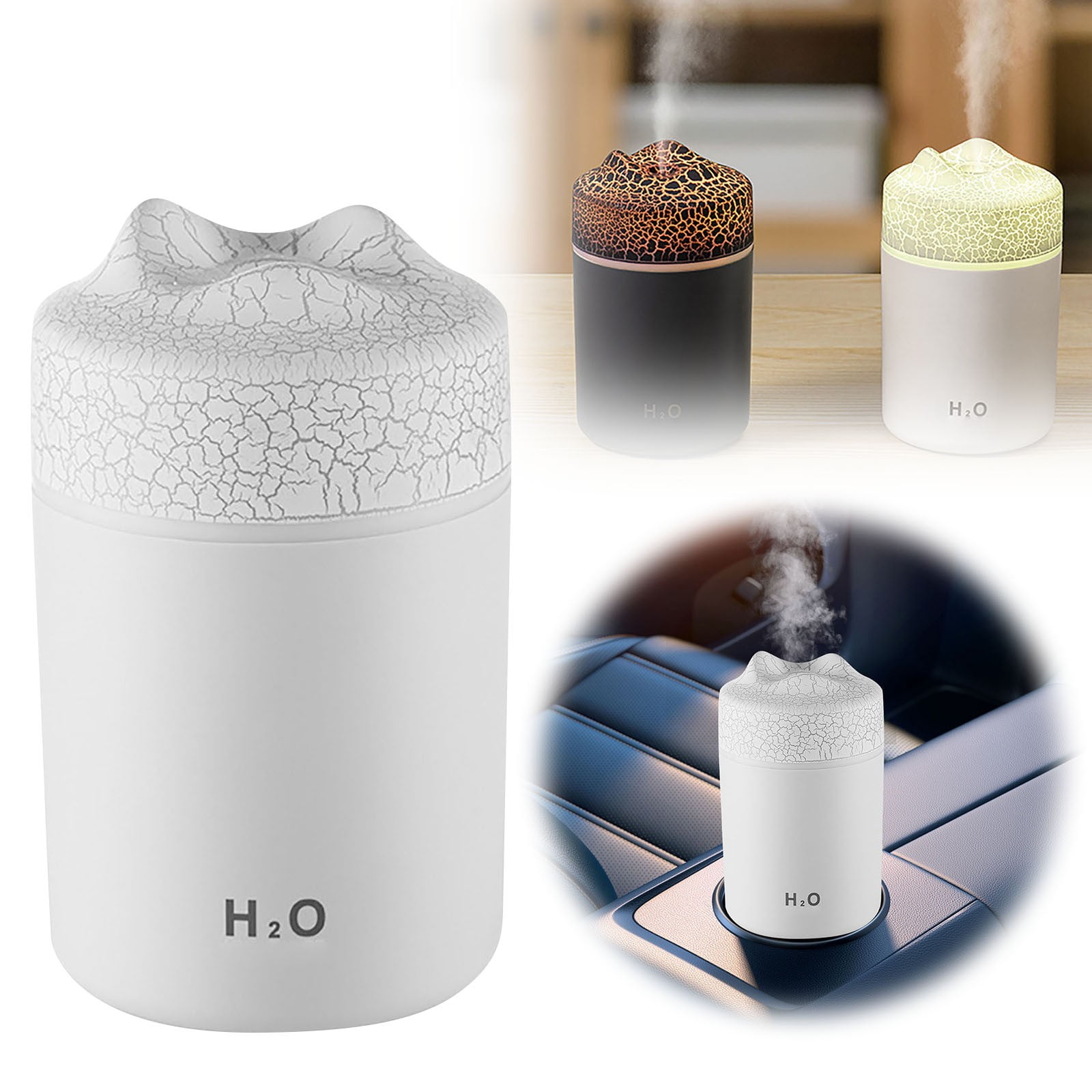 SGJHEQ Portable Mini Humidifier Colorful Volcano Texture 300ml Cool Mist Humidifier USB Powered ...