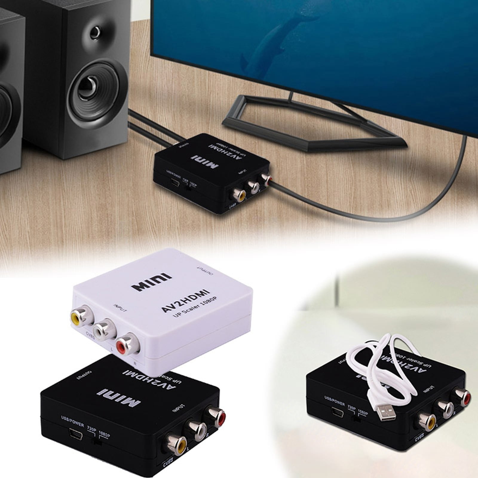 SGJHEQ RCA to HDMI, Coolmade 1080P Mini RCA Composite CVBS AV to HDMI ...