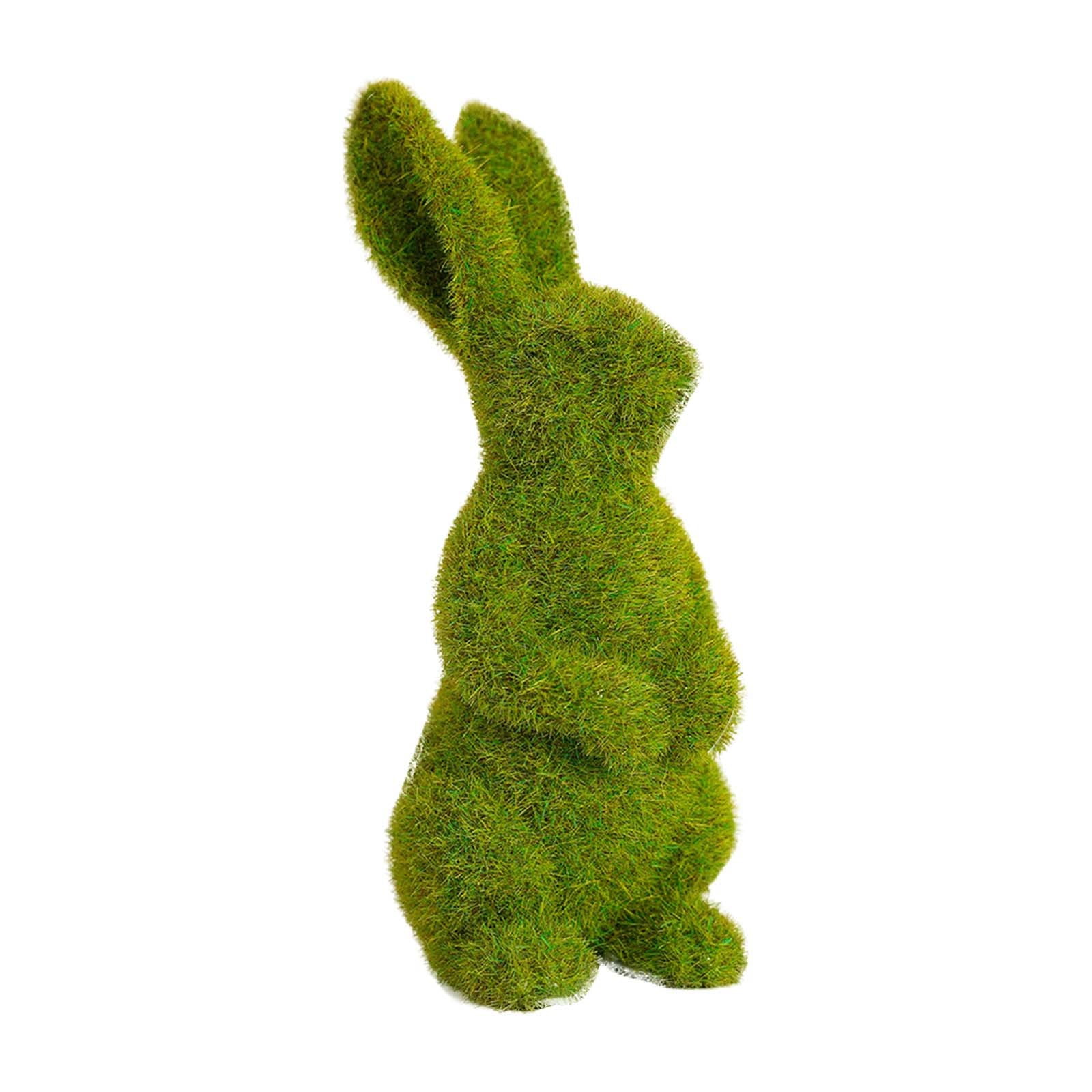 SGJHEQ Resin Flocked Bunny Figurines Green Bunnies For Easter Small ...