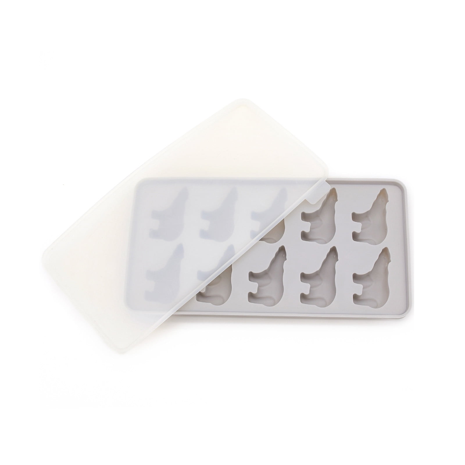 SGJHEQ Silicone Tray And 10 Cute Polar Bear Silicone Ice Grid With Lid ...
