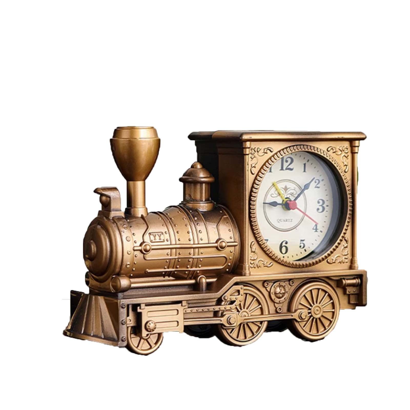 SGJHEQ Train Clock, Vintage Retro Train Style Alarm Clock Steampunk ...