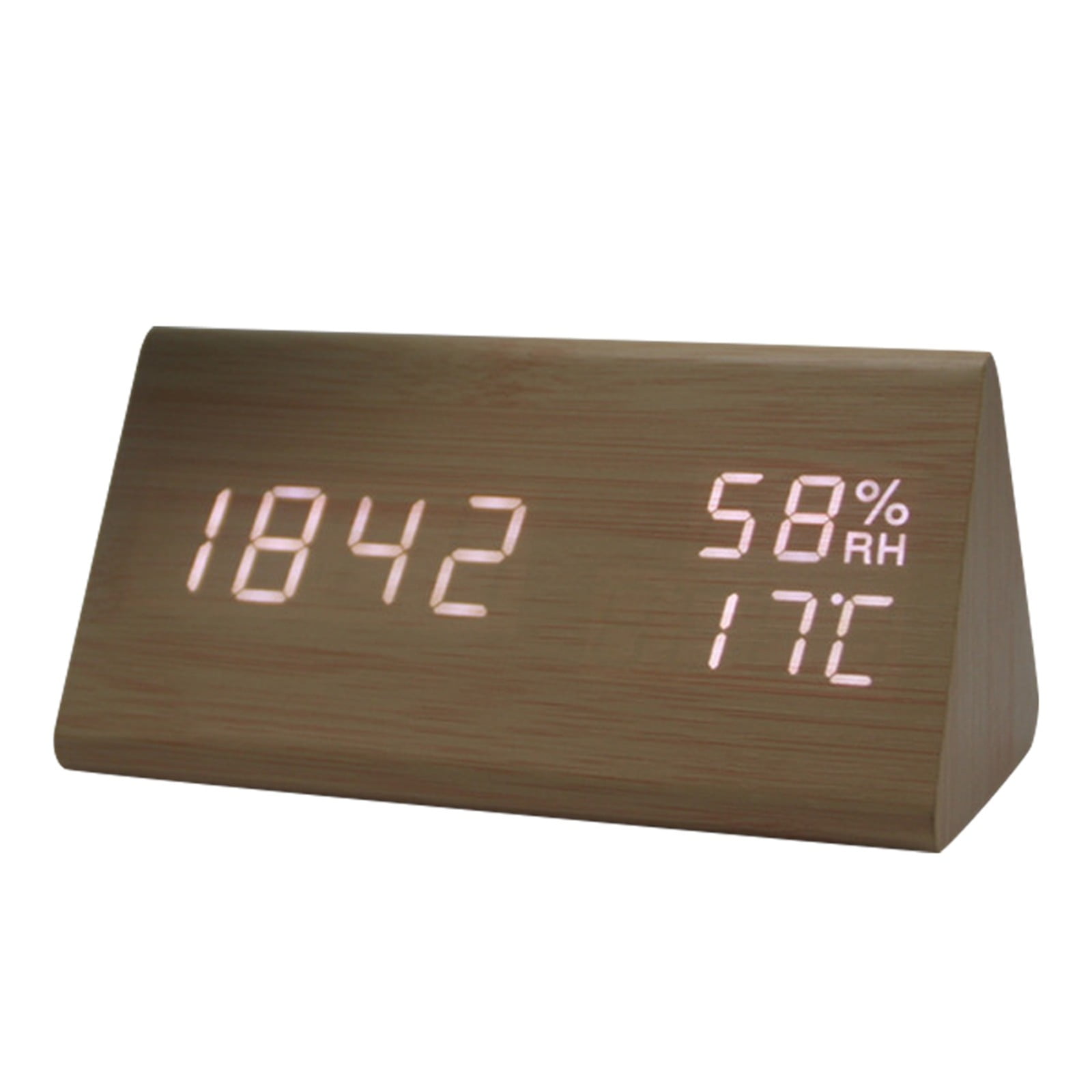 SGJHEQ Wooden Alarm Clock, Wood LED Digital Desk Clock, Upgraded with ...