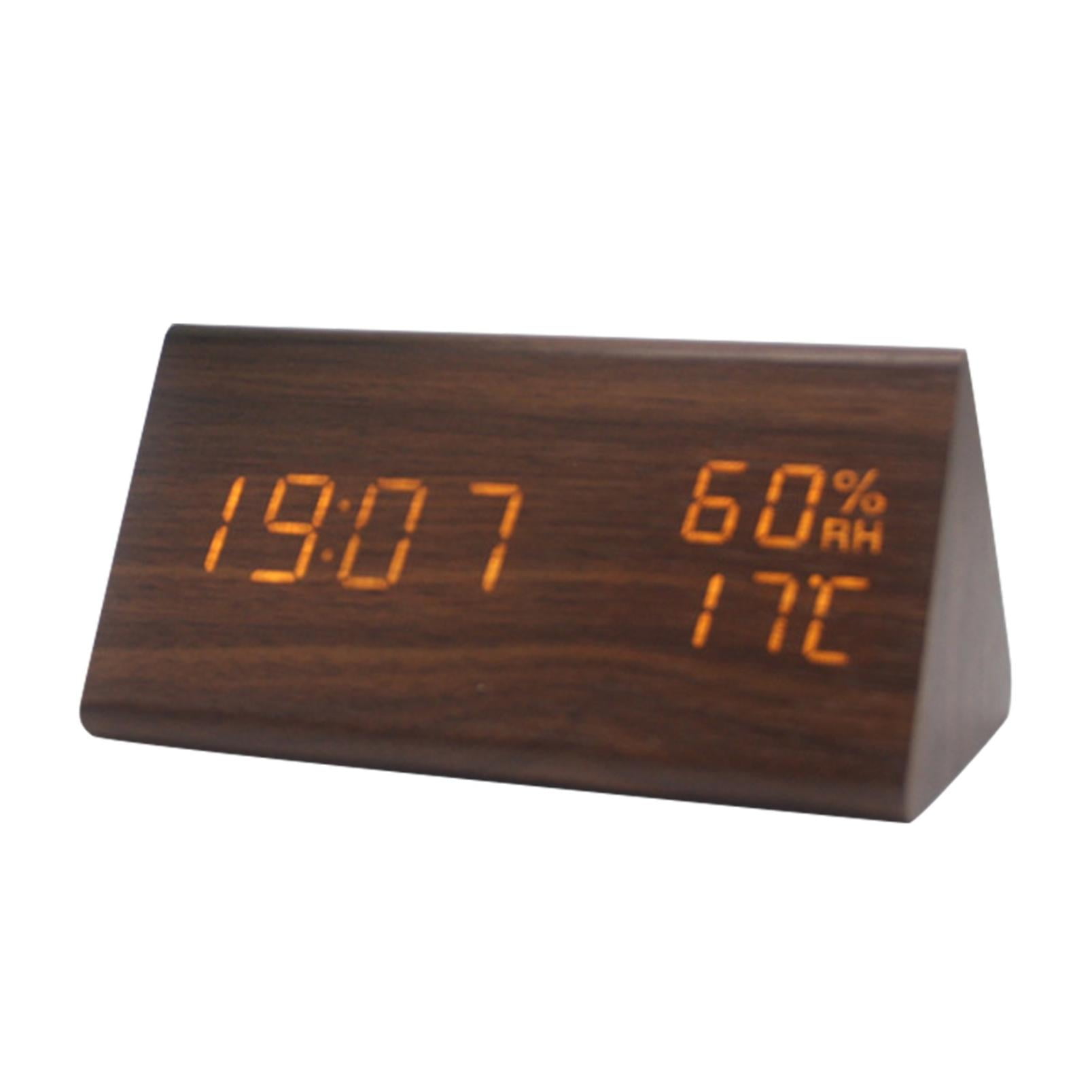 SGJHEQ Wooden Alarm Clock, Wood LED Digital Desk Clock, Upgraded with ...