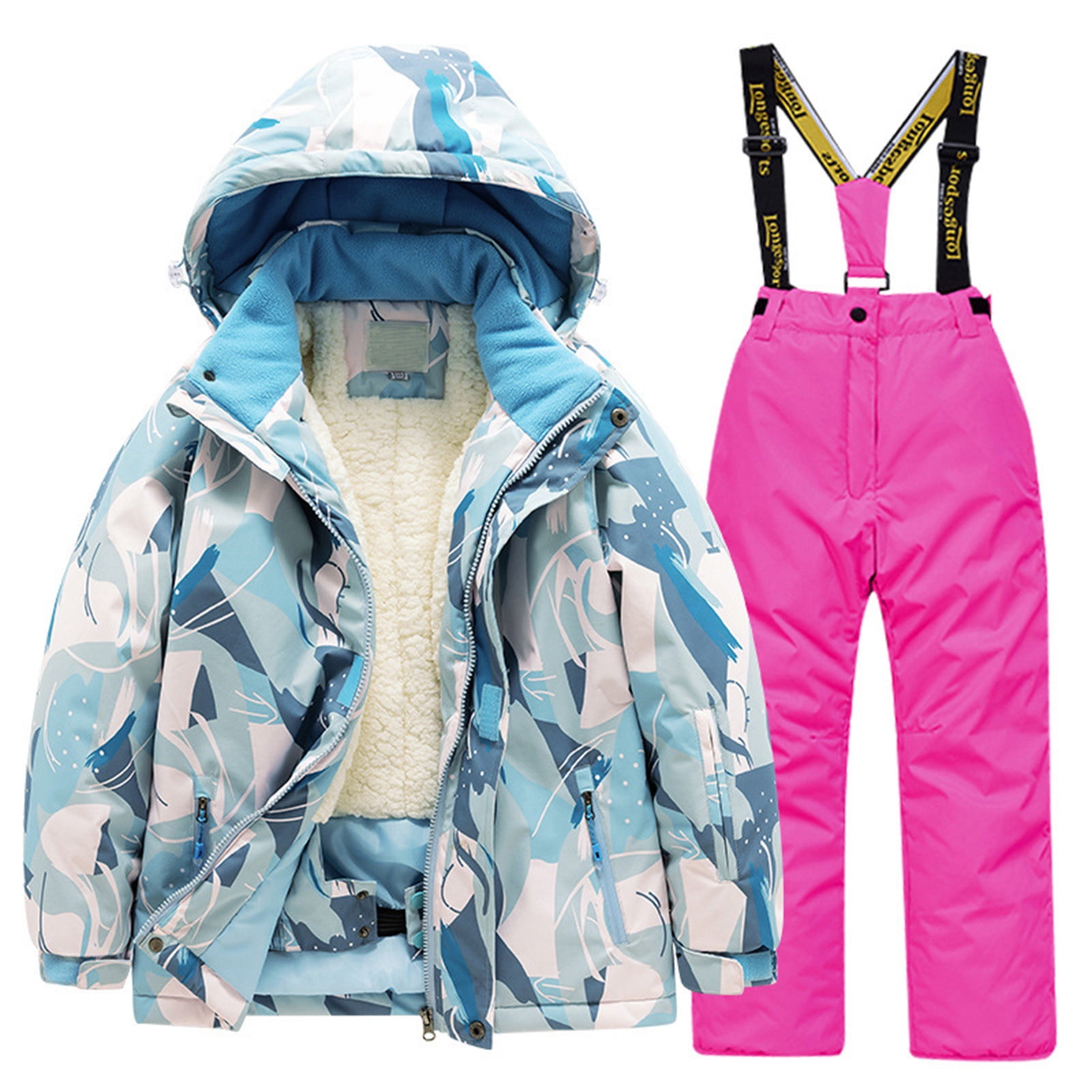 SGMVNU Boys Girls 2-Piece Snowsuit Thicken Patterned Ski Jackets and ...