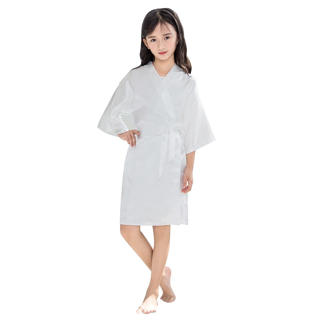SGMVNU Girls Kid's Silky Satin Kimono Robes for Wedding Spa Birthday ...