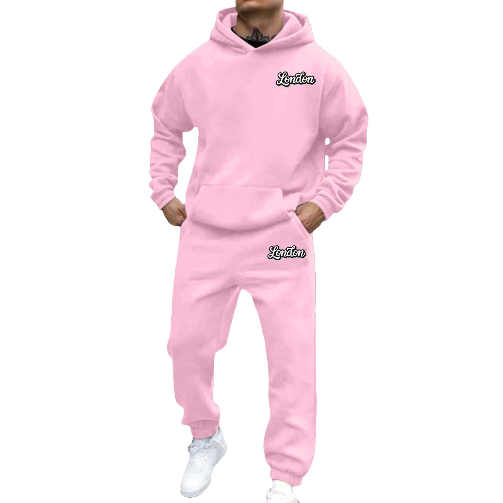SGMVNU Men's Jogging Tracksuit Set Hoodie Tracksuit With Joggers Outfit ...
