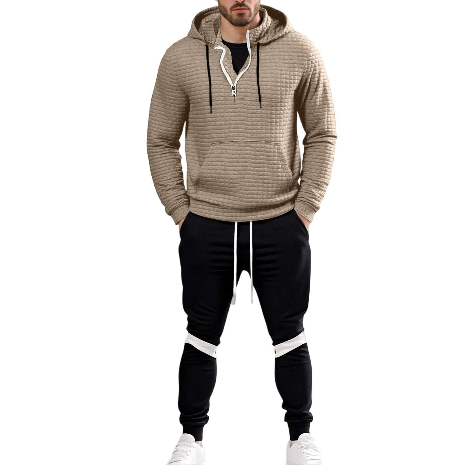 SGMVNU Men's Tracksuit Set Hooded Half Zip Sweatshirt Jogger Set ...