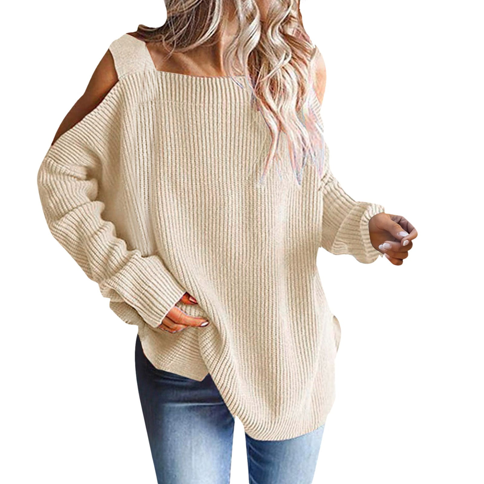 SGMVNU Womens Cardigans Cold Shoulder Oversized Sweaters Batwing Long ...