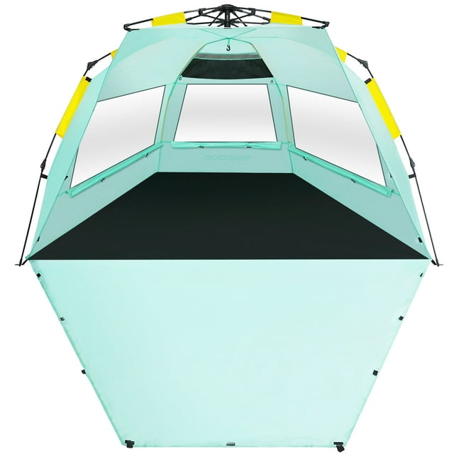 SGODDE XL Pop-up Beach Tent for 3-4, UV Protection, Extendable Floor, Ventilation, Portable with ...