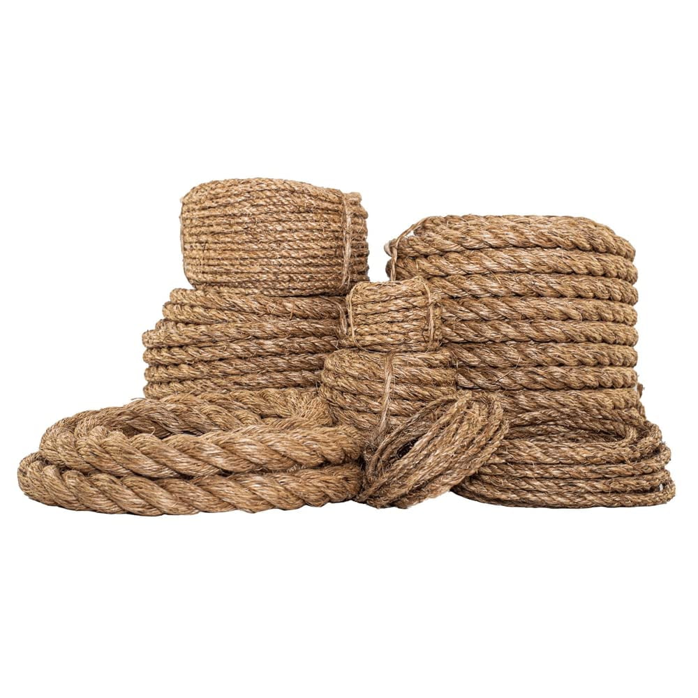 SGT KNOTS Twisted Manila Rope - Natural 3 Strand Fiber Hemp Rope for Indoor and Outdoor Use ...