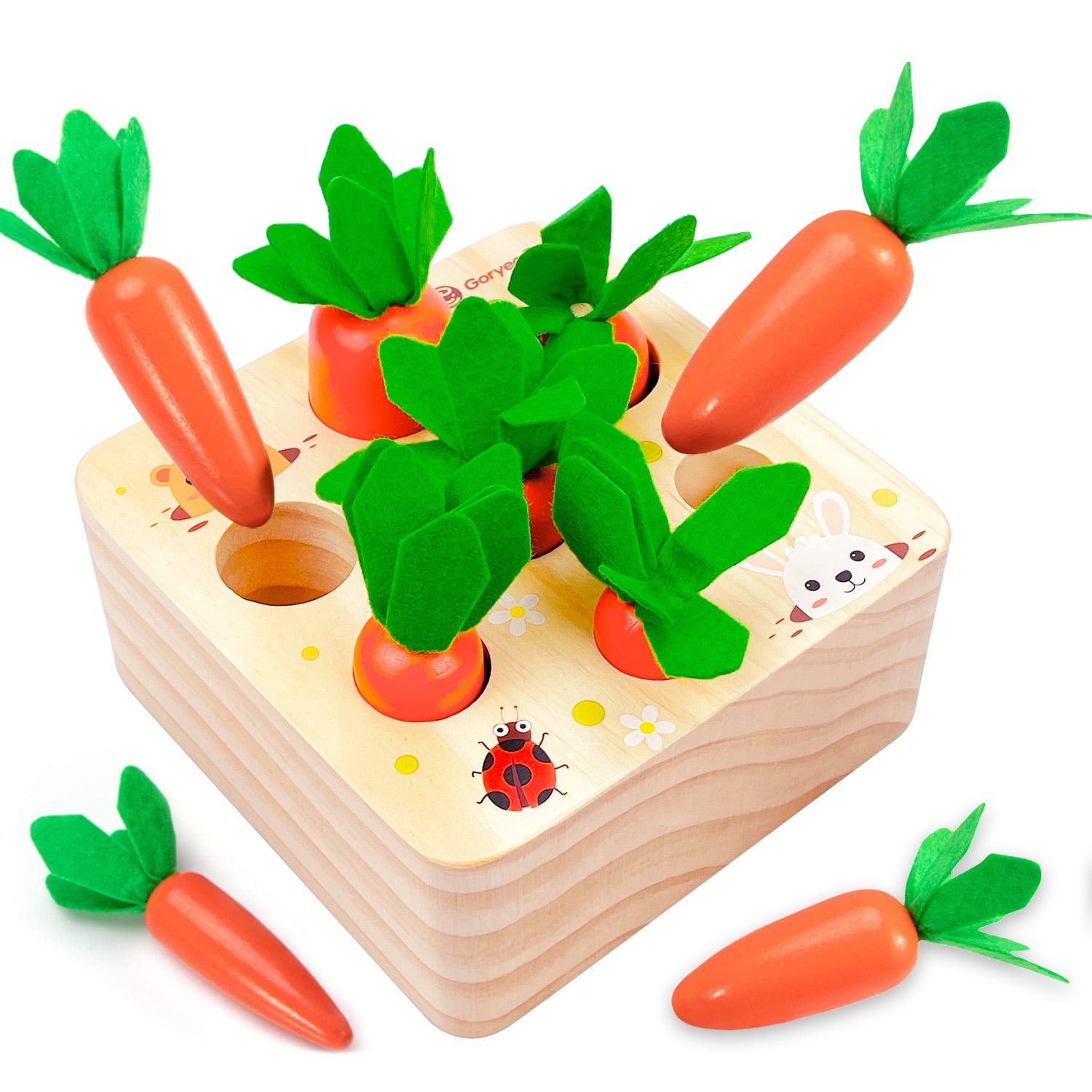 SGVV90 Shape Sorting Matching Montessori Wooden Toy, Carrot Harvest ...